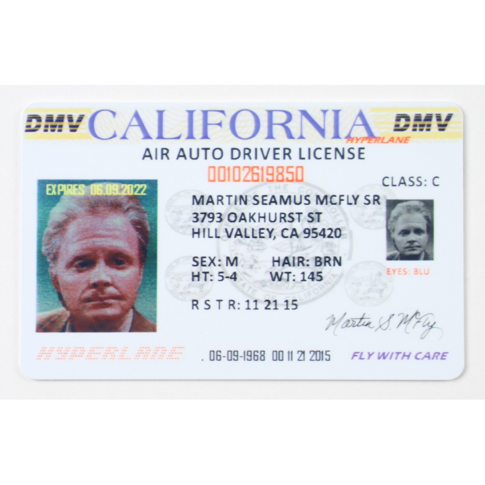 "Back to the Future" Movie Replica Marty McFly Drivers License Prop ...