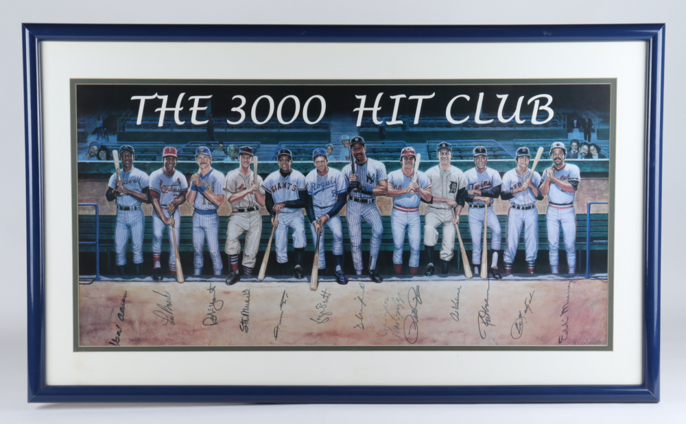 "The 3000 Hit Club" 24x42 Custom Framed Poster Signed by (15) with Hank ...
