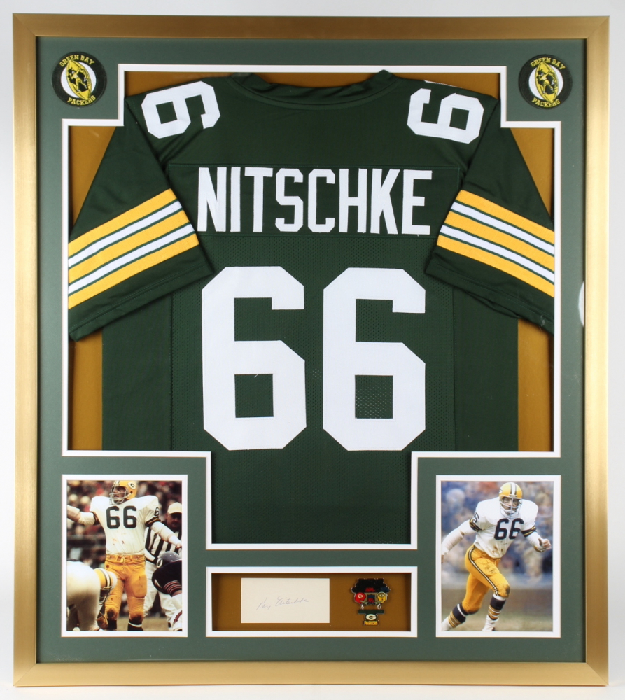 Ray Nitschke Signed 32x36 Custom Framed Cut Display with Super Bowl Pin ...