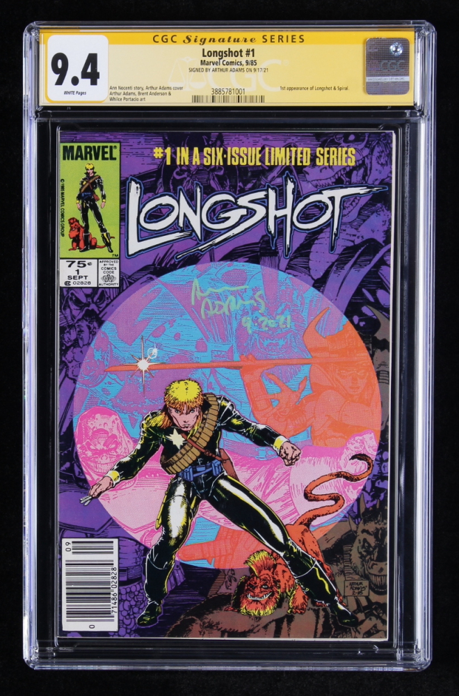 Arthur Adams Signed 1985 "Longshot" Issue #1 Marvel Comic Book (CGC 9.4 ...