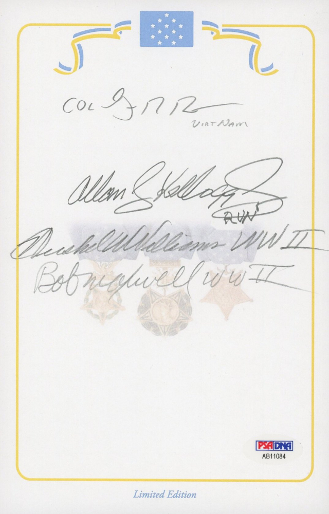 "Medal of Honor Recipients" LE 6x8.5 Bookplate Signed by (4) with ...