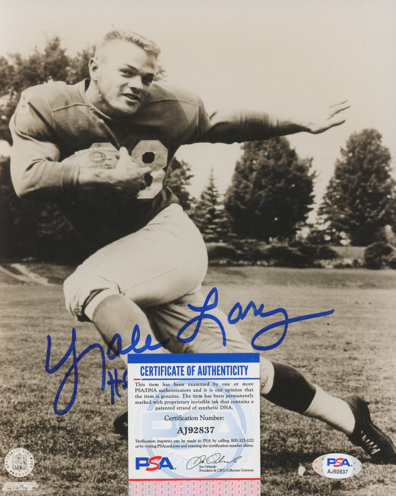 Yale Lary Signed Lions 8x10 Photo Inscribed "HOF 79" (PSA) | Pristine ...