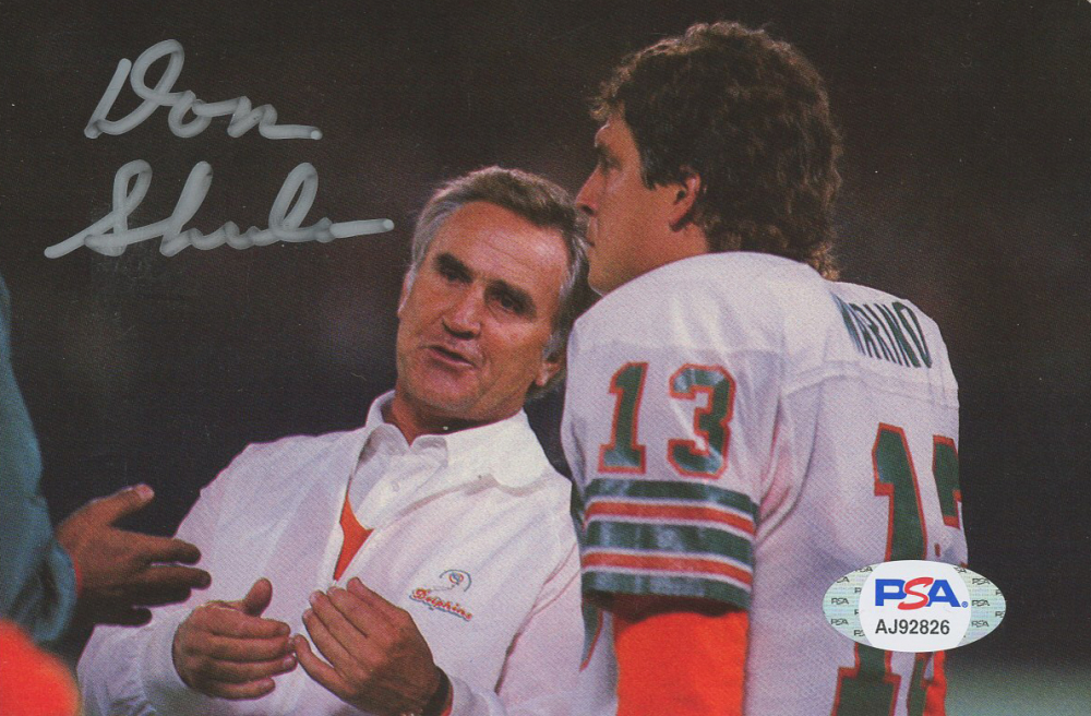 Don Shula Signed Dolphins 4x6 Postcard (PSA) | Pristine Auction