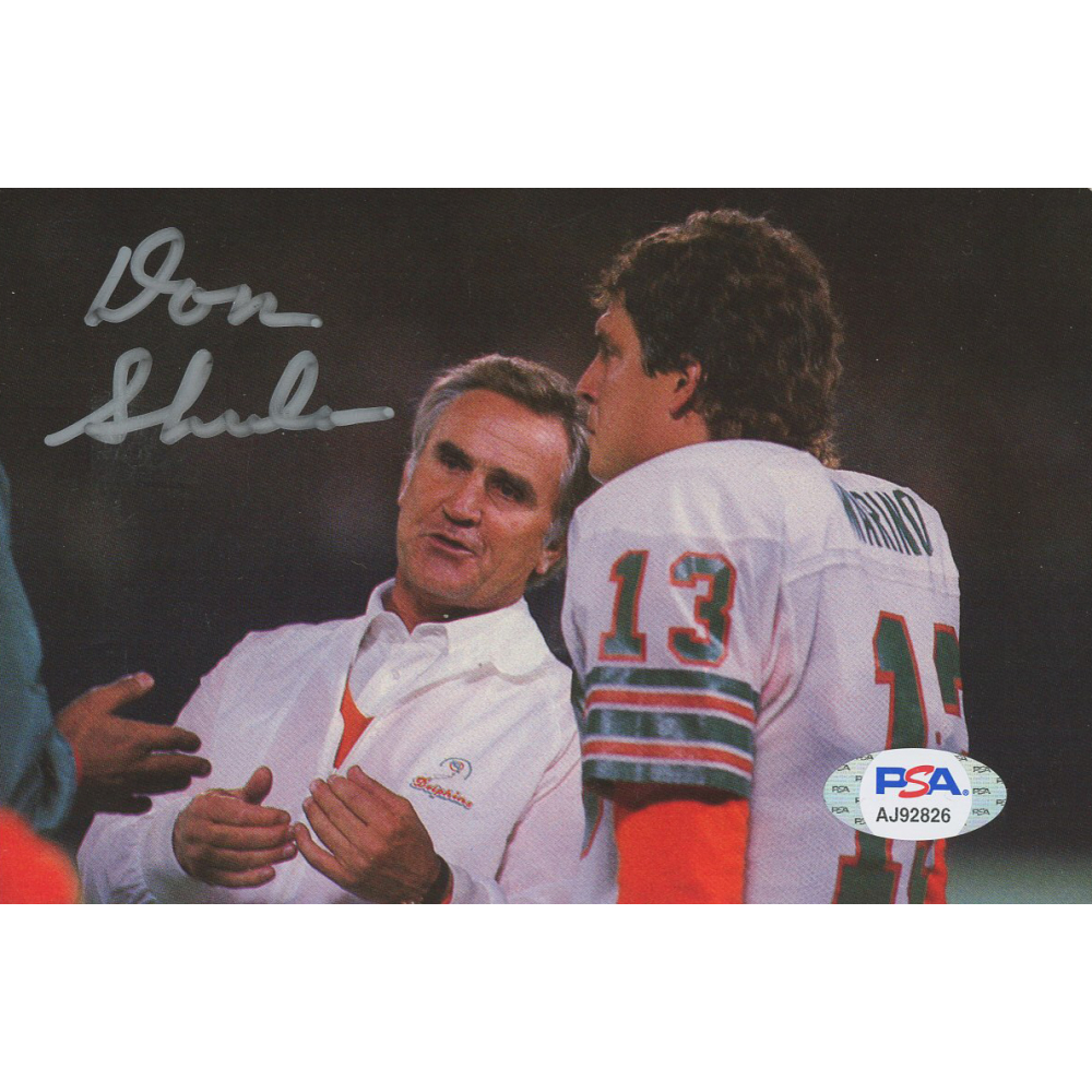 Don Shula Signed Dolphins 4x6 Postcard (PSA) | Pristine Auction