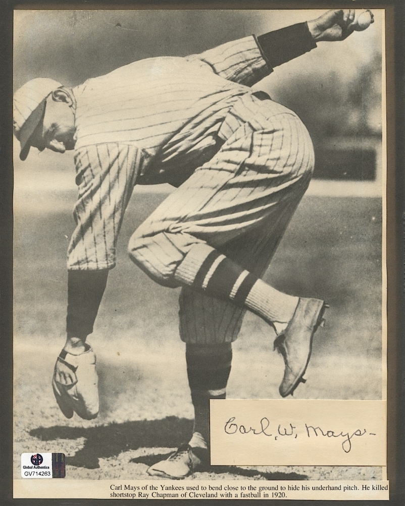 Carl Mays Signed Vintage Cut Attached to 8x10 Photo (JSA ALOA ...