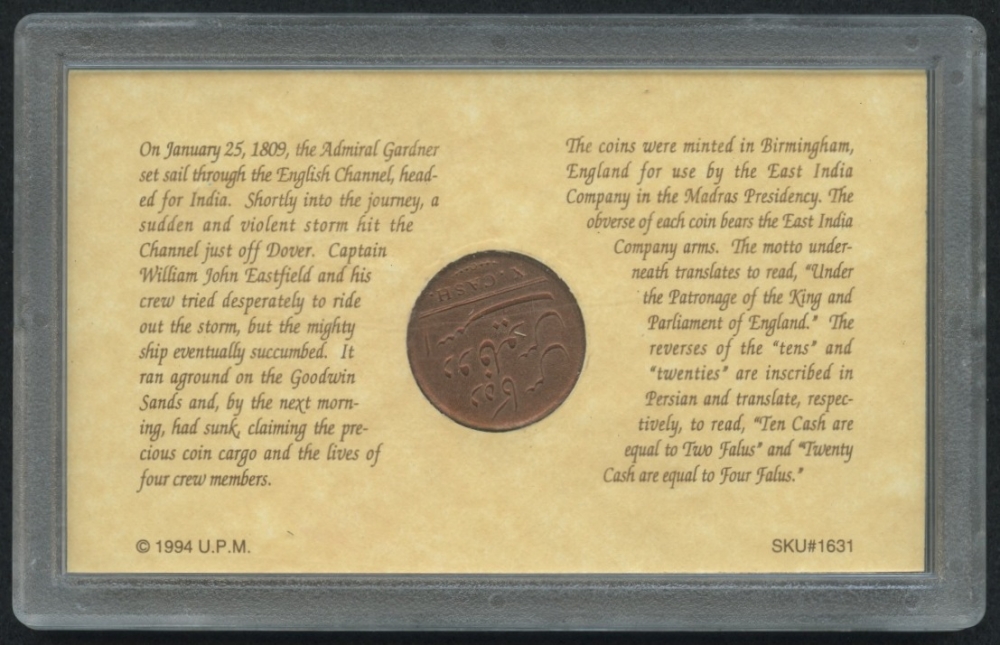 Shipwreck Coin from the Shipwreck of the Admiral Gardner in 1809 ...