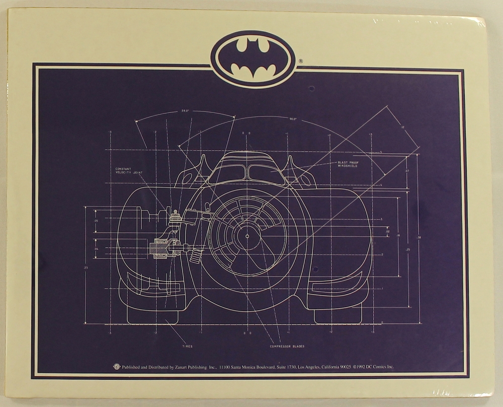 Batman Batmobile Blueprint 11x14 Zanart Special Collector's Edition ...