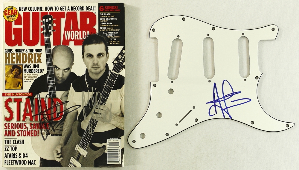 Aaron Lewis Signed Electric Pickguard & Guitar World Magazine (PA LOA ...