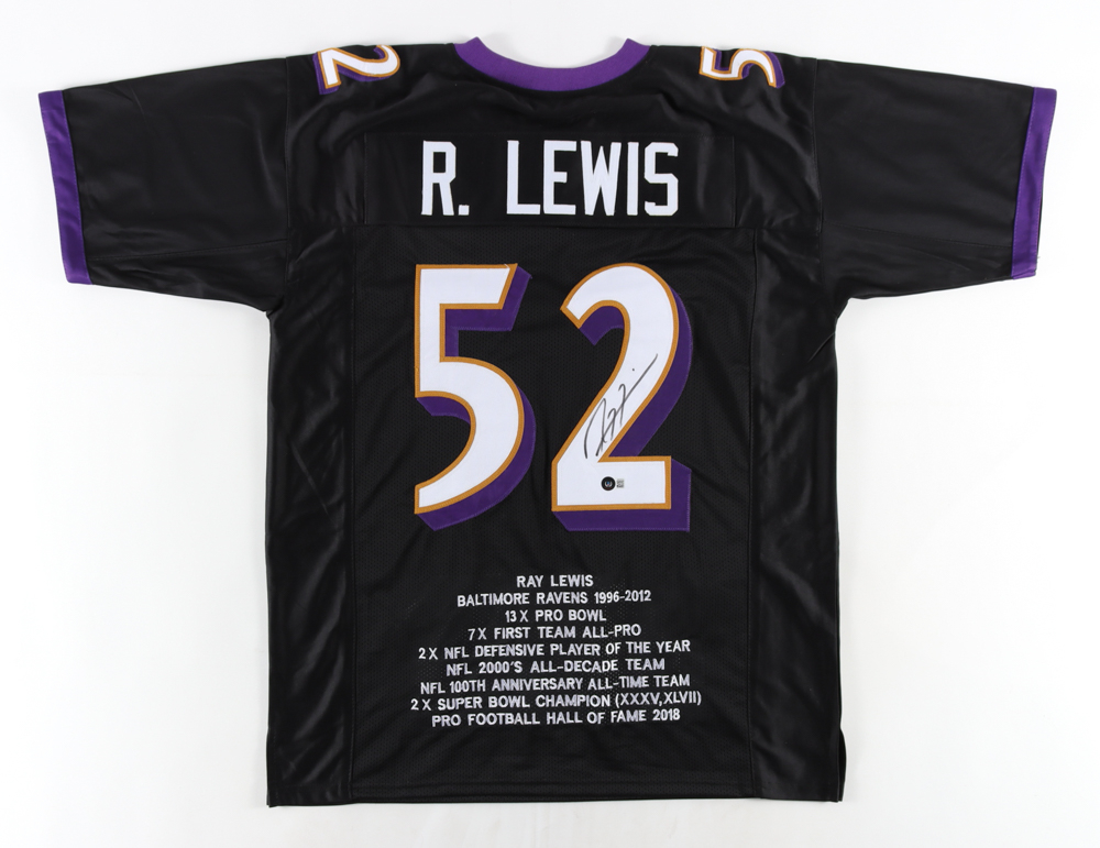 Ray Lewis Signed Career Highlight Stat Jersey (Beckett) | Pristine Auction