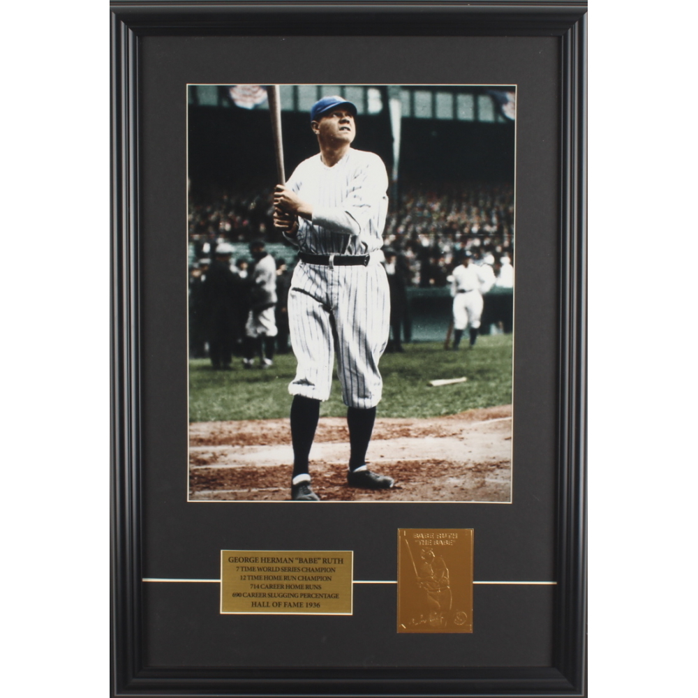 Babe Ruth Yankees 16x23.5 Custom Framed Print Display with 23kt Gold ...