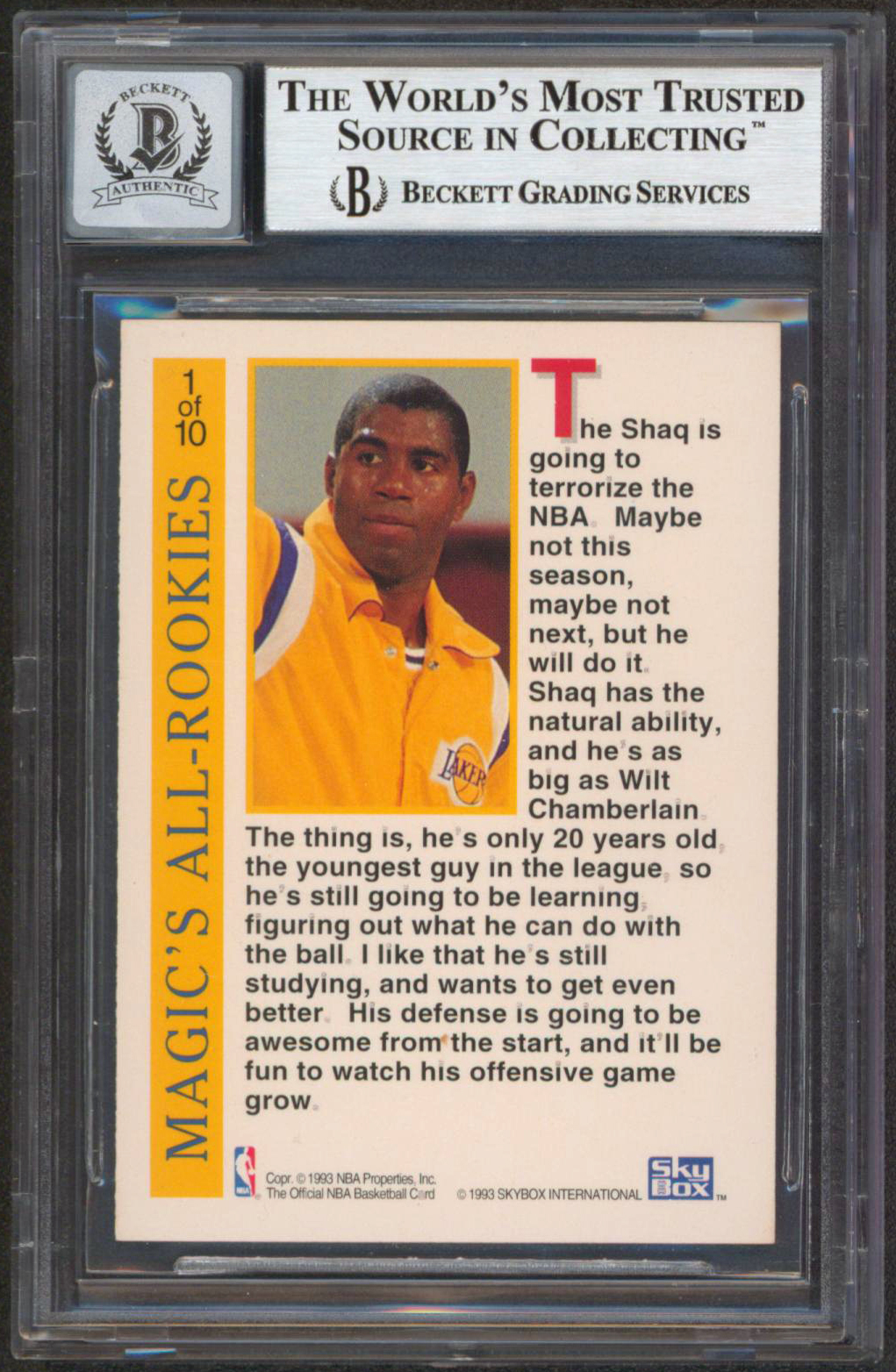 Magic Johnson & Shaquille O'Neal Signed 1992-93 Hoops Magic's All ...
