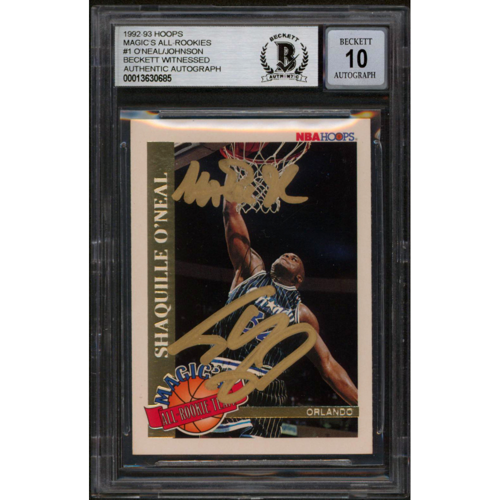 Magic Johnson & Shaquille O'Neal Signed 1992-93 Hoops Magic's All ...
