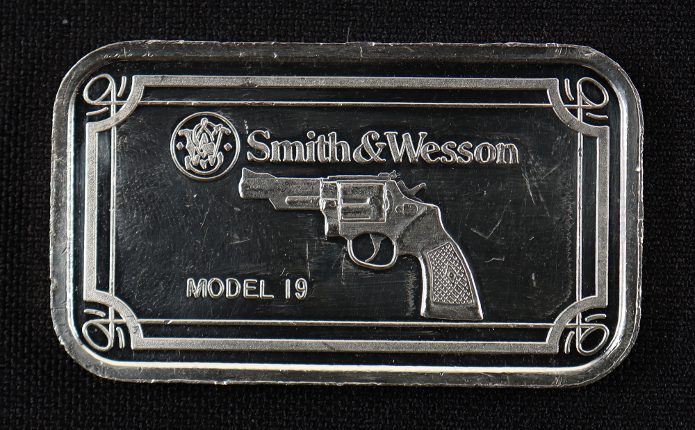 1 Troy oz .999 Fine Silver "Smith & Wesson Model 19" Bar | Pristine Auction