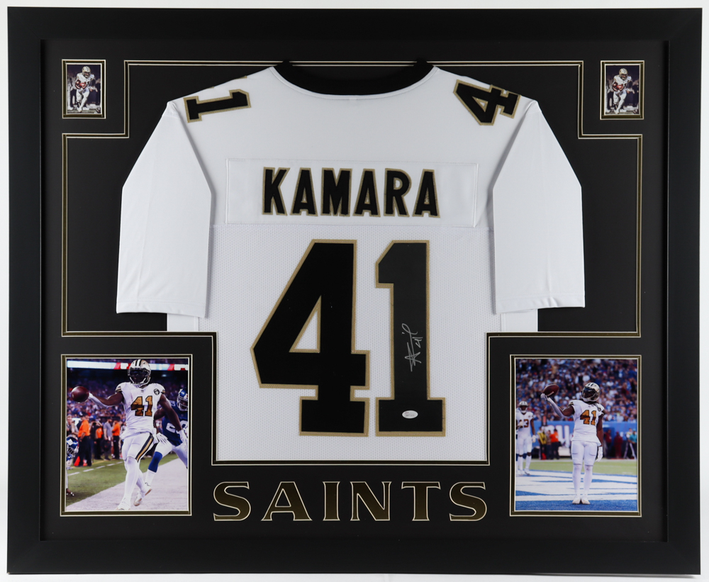 Alvin Kamara Signed 35x43 Custom Framed Jersey Display (JSA) | Pristine ...
