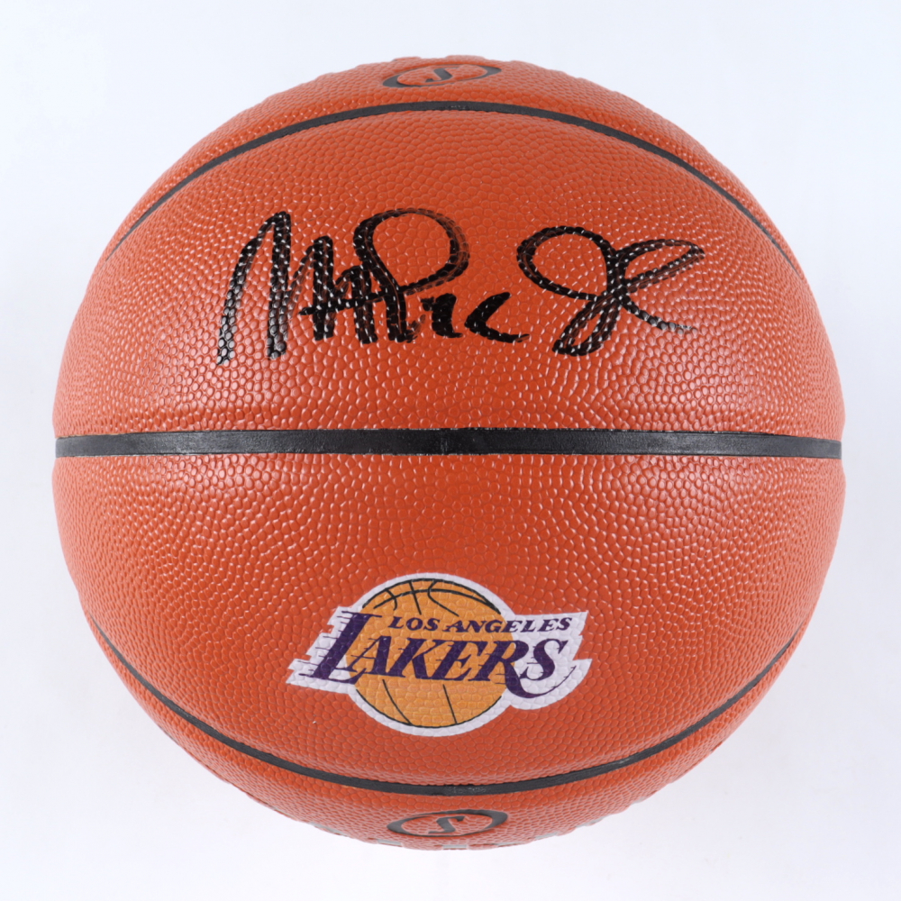 Magic Johnson Signed NBA Lakers Logo Game Ball Series Basketball ...