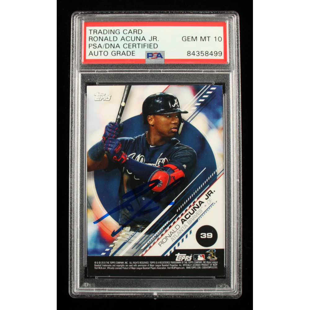 Ronald Acuna Jr. Signed 2019 Topps Stickers #39 Miguel Cabrera (PSA ...