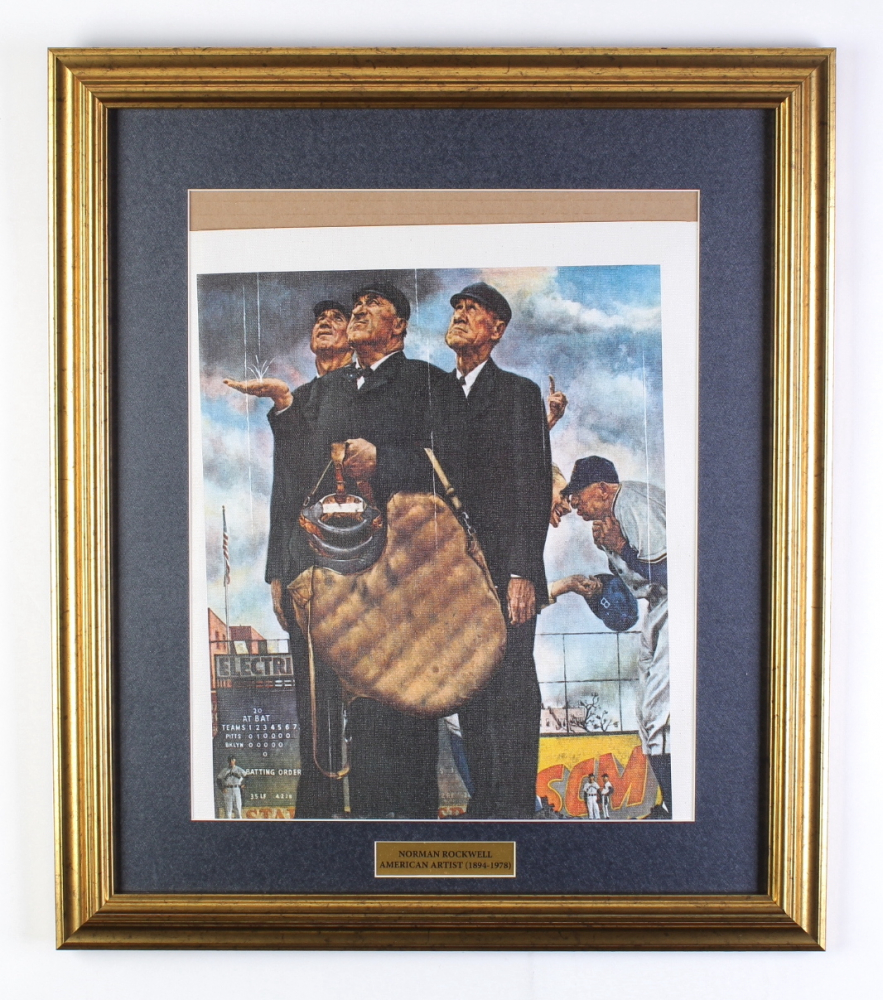 Norman Rockwell "Three Umpires" 18.5x21.5 Custom Framed Print on Canvas ...