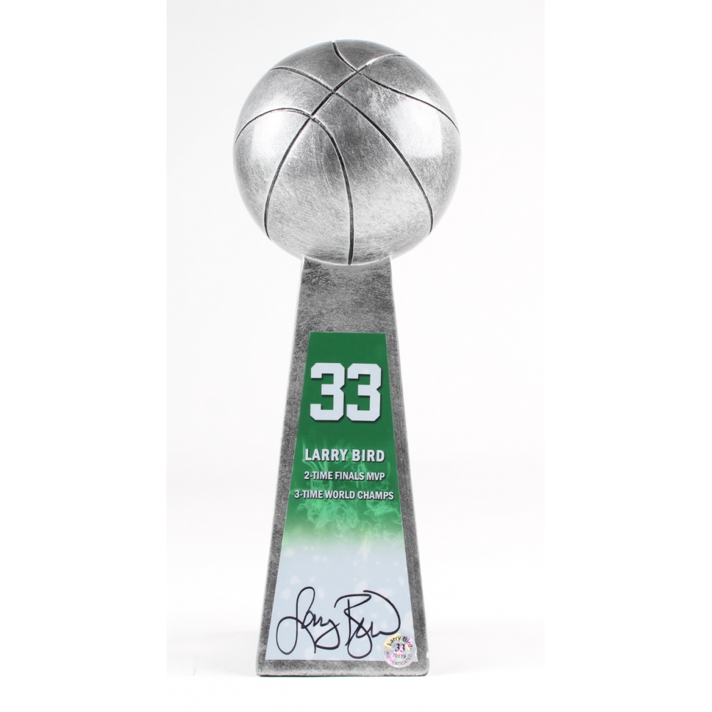 Larry Bird Signed Hall of Fame Championship Basketball Trophy (Schwartz ...