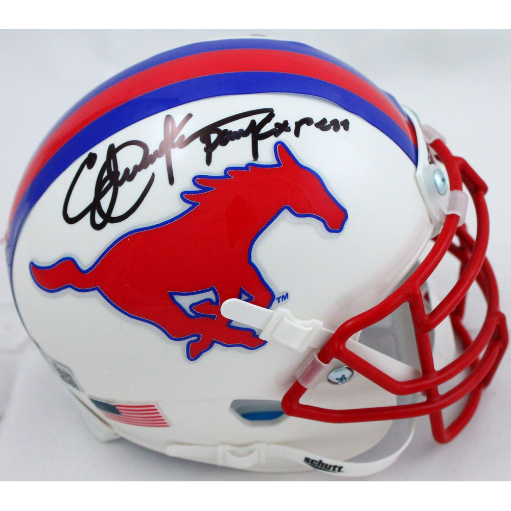 Eric Dickerson Signed SMU Mustangs Mini Helmet Inscribed "Pony Express ...