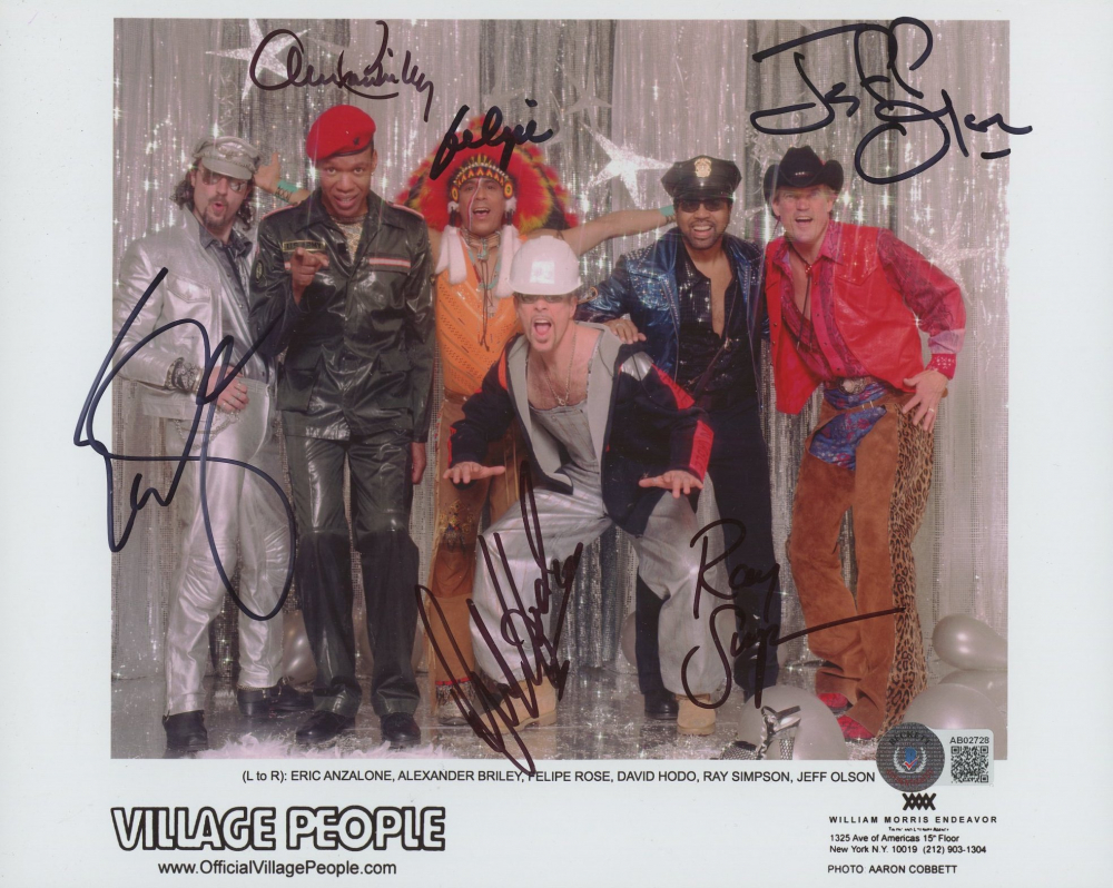 Village People 8x10 Photo Signed by (6) with Ray Simpson, Felipe Rose ...