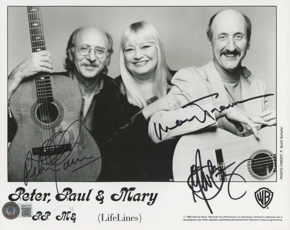 Peter Yarrow, Mary Travers & Paul Stookey Signed Peter, Paul & Mary ...