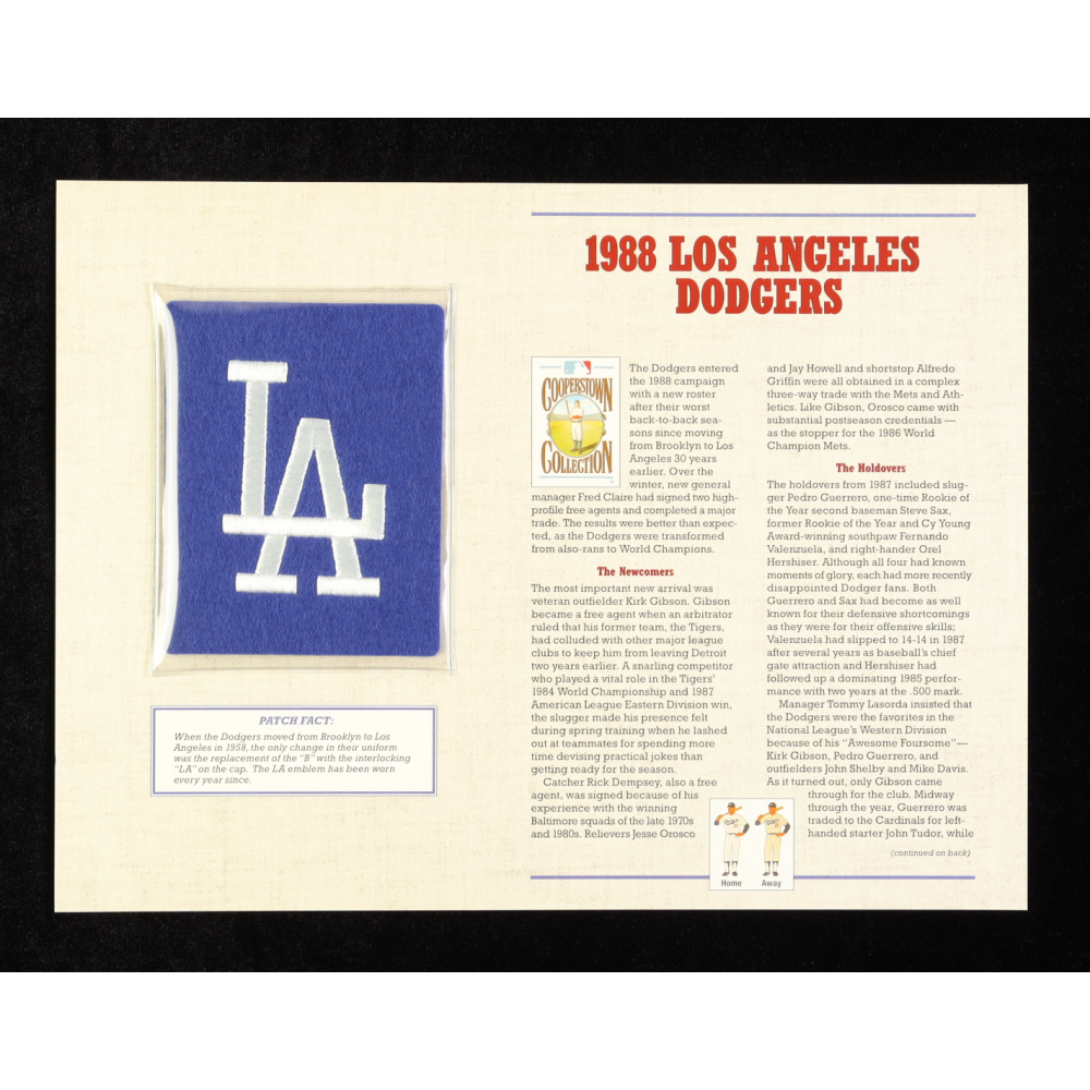 1988 Los Angeles Dodgers 9x12 Photo with Vintage Uniform Patch ...