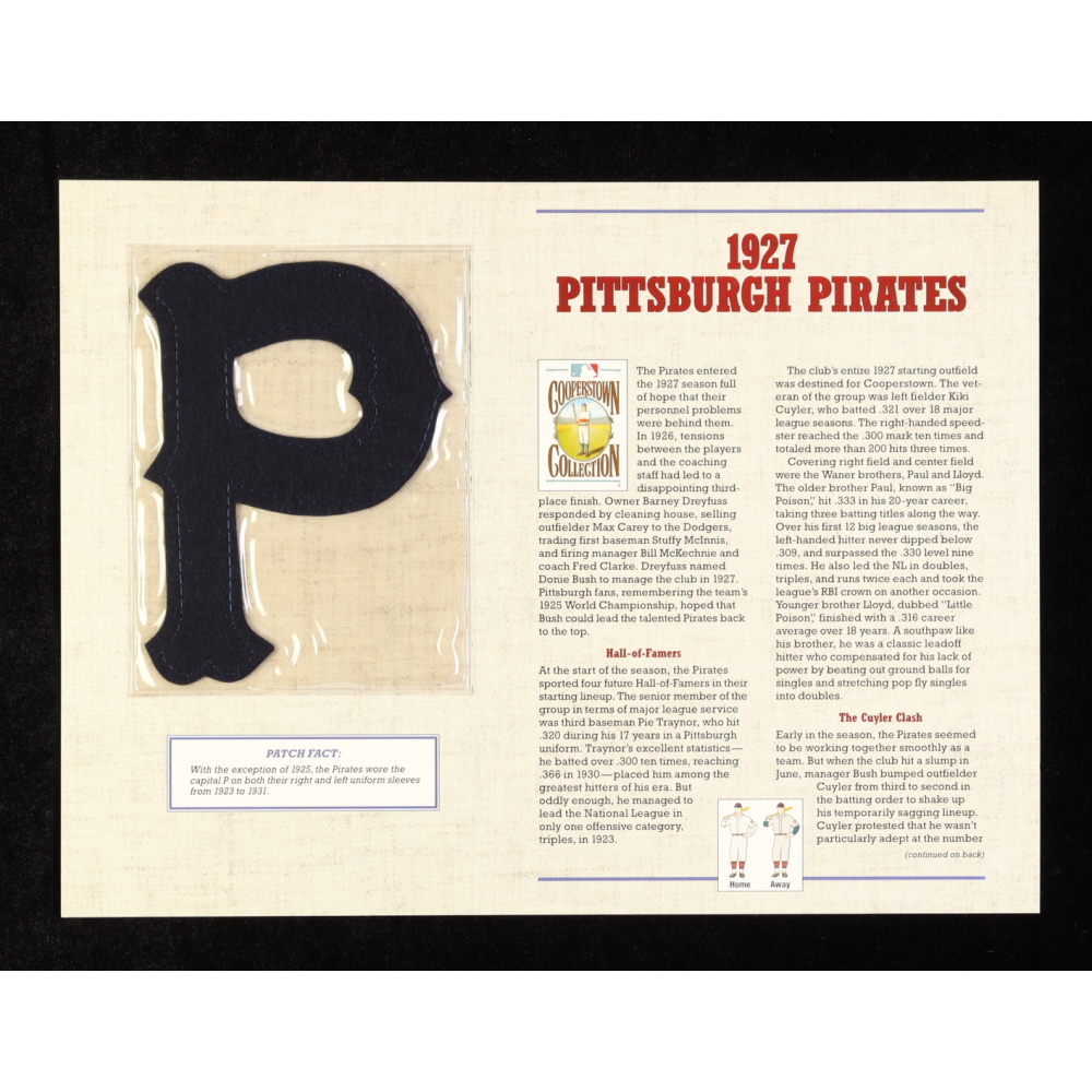 1927 Pittsburgh Pirates 9x12 Photo with Retired Uniform Patch ...