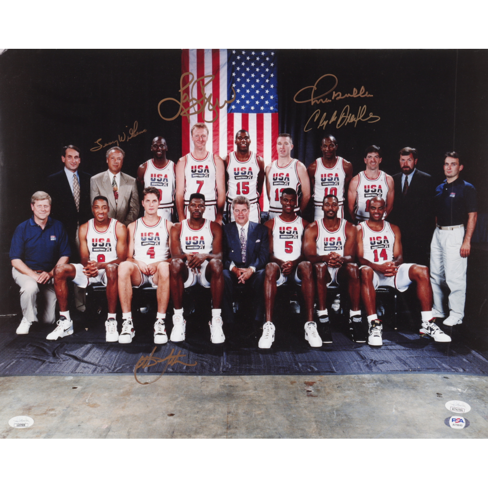 "1992 Dream Team" 16x20 Photo Signed By (5) with Lenny Wilkins, Larry ...