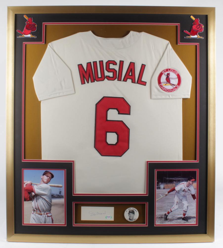Stan Musial Signed 32x36 Custom Framed Cut Jersey Display with 1960s ...