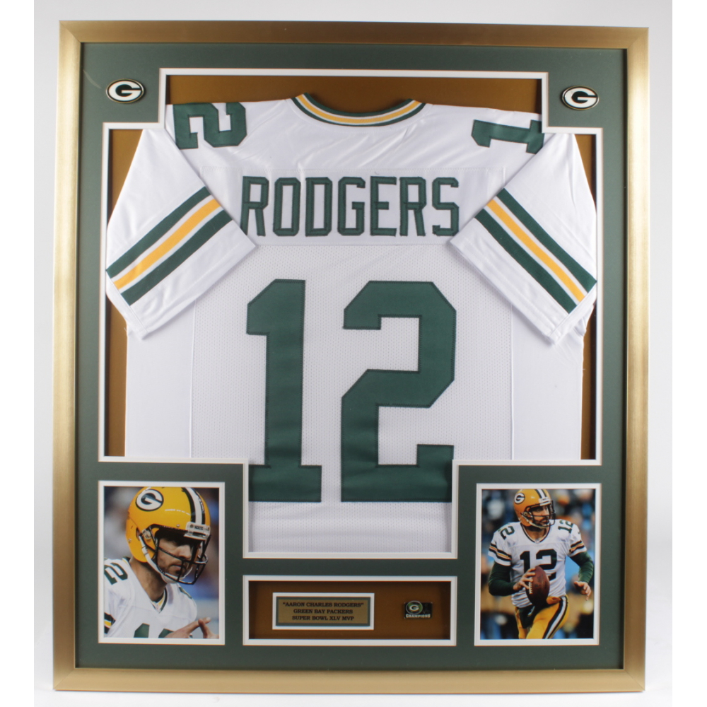 Aaron Rodgers 32x36 Custom Framed Jersey Display with Official Super ...