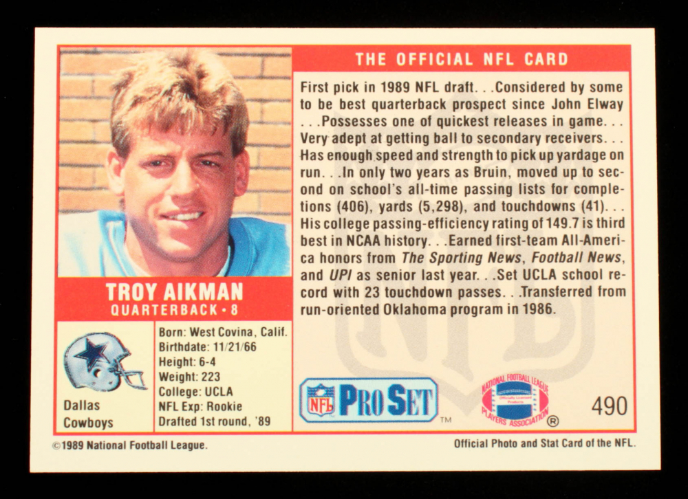 Troy Aikman 1989 Pro Set #490 RC | Pristine Auction