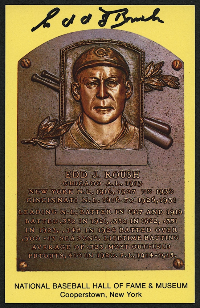 Edd Roush Signed Hall of Fame Postcard (JSA) | Pristine Auction