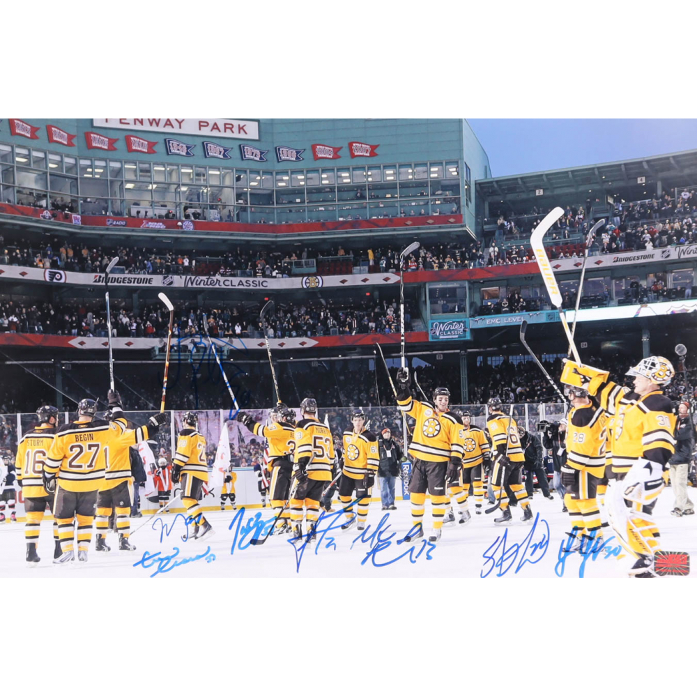 Bruins 12x18 Photo Team-Signed by (7) with Tim Thomas, Patrice Bergeron ...