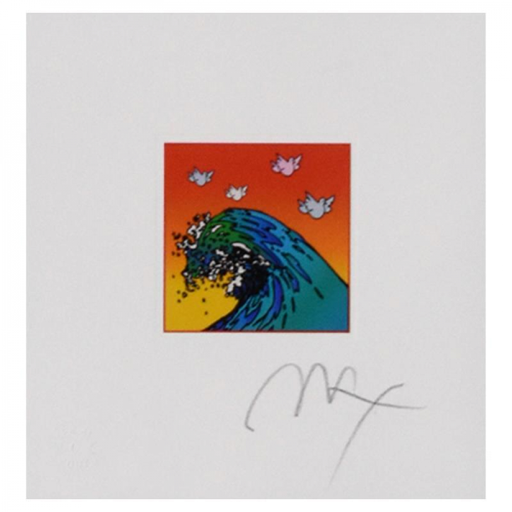 Peter Max Signed "The Great Wave with Doves" Limited Edition 18x19 ...