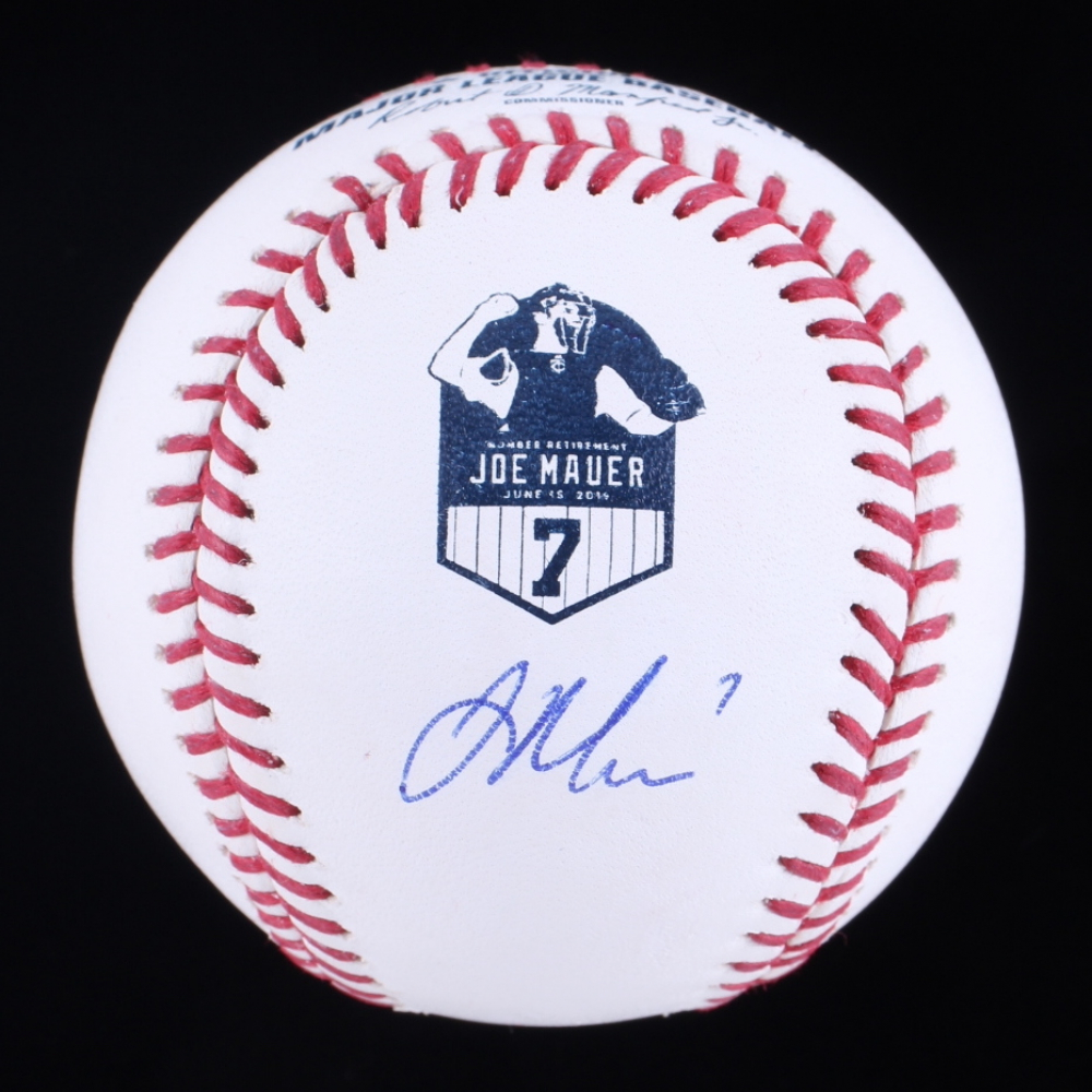 Joe Mauer Signed OML Number Retirement Baseball (MLB) | Pristine Auction