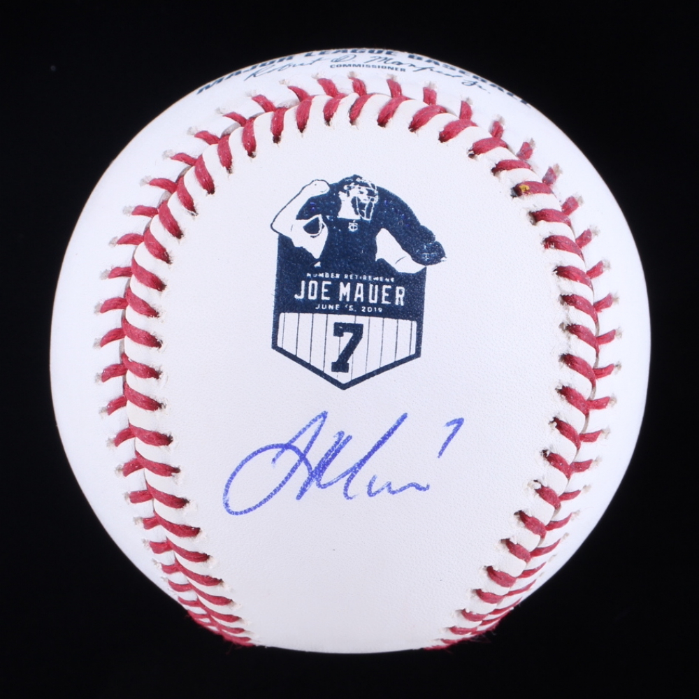 Joe Mauer Signed OML Number Retirement Baseball (MLB) | Pristine Auction