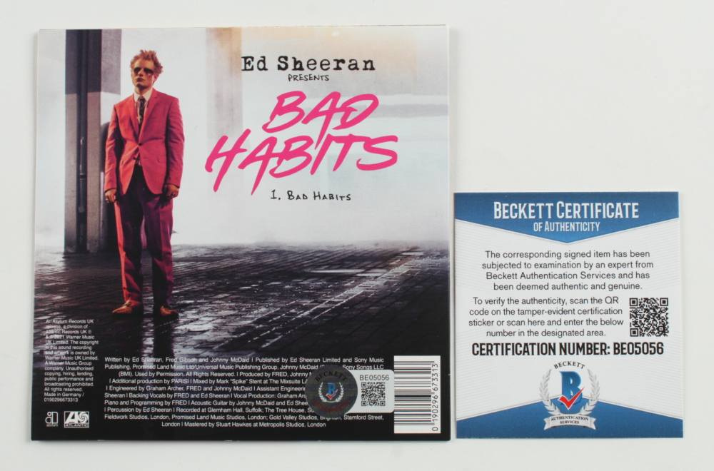 Ed Sheeran Signed "Bad Habits" CD Disc Cover (Beckett) | Pristine Auction
