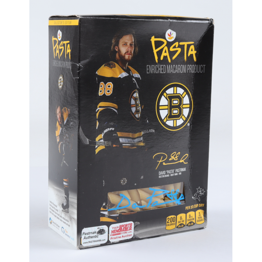 David Pastrnak Signed Bruins Pasta Box (Pastrnak & YSMS) | Pristine Auction