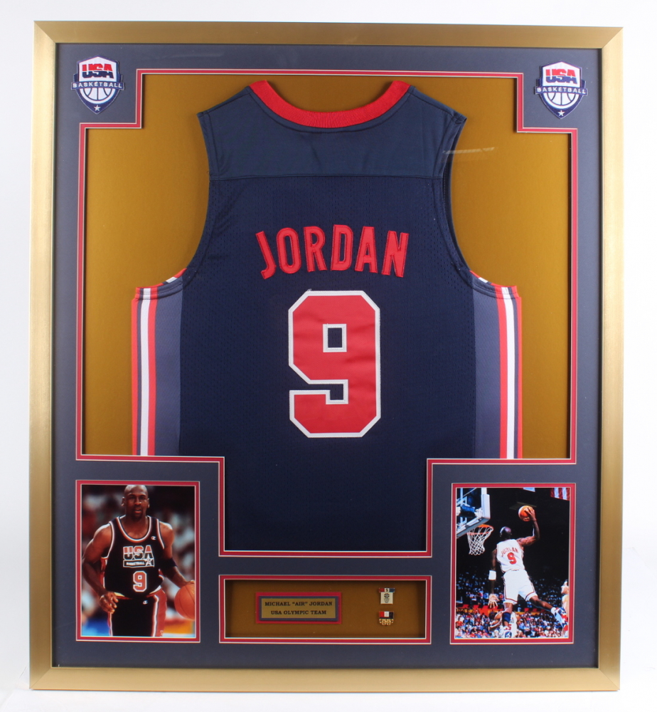 Michael Jordan Team USA 32x36 Custom Framed Jersey Display with Set of ...
