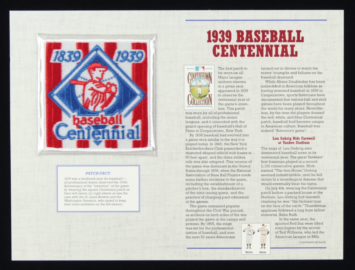 Official Cooperstown Collection 1939 Baseball Centennial 9x12 Scorecard ...