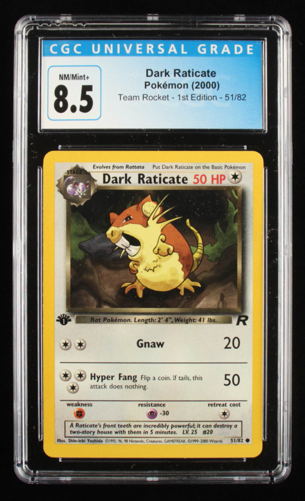 Dark Raticate 2000 Pokemon Team Rocket 1st Edition #51 (CGC 8.5 ...