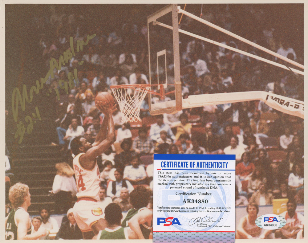 Moses Malone Signed Rockets 8x10 Photo Inscribed "1981" (PSA ...