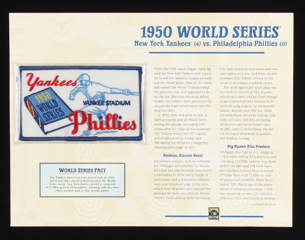 Official Cooperstown Collection 1950 World Series Yankees vs. Phillies ...