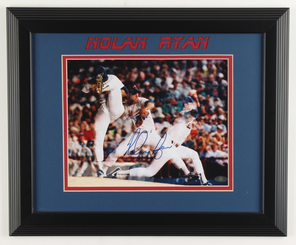 Nolan Ryan Signed Rangers 14x17 Custom Framed Photo (Ryan) | Pristine ...