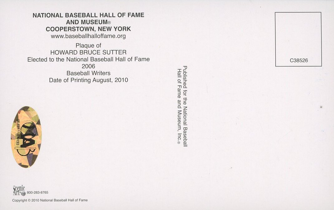 Bruce Sutter Signed Hall of Fame Plaque Postcard (MAB) | Pristine Auction