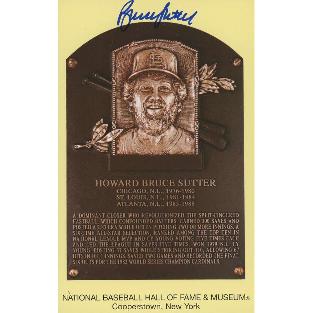 Bruce Sutter Signed Hall of Fame Plaque Postcard (MAB) | Pristine Auction