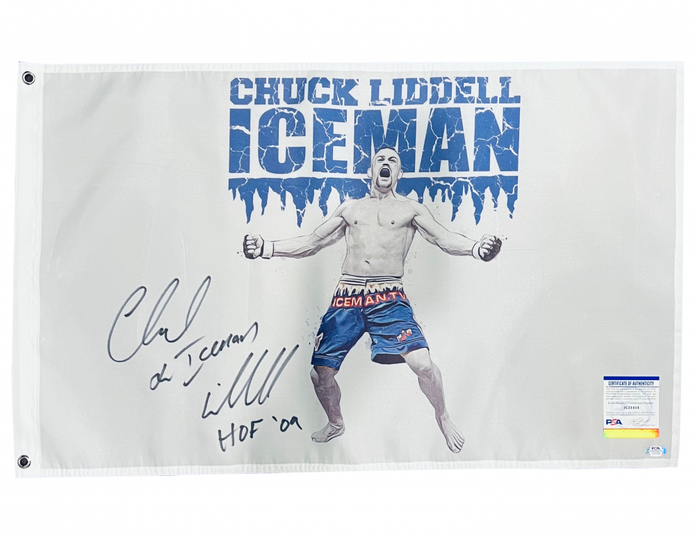 Chuck "The Iceman" Liddell Signed "Team Iceman" Cornerman Flag ...