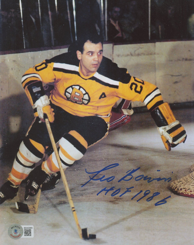 Leo Bolvin Signed Bruins 8x10 Photo Inscribed "HOF 1986" (Beckett ...