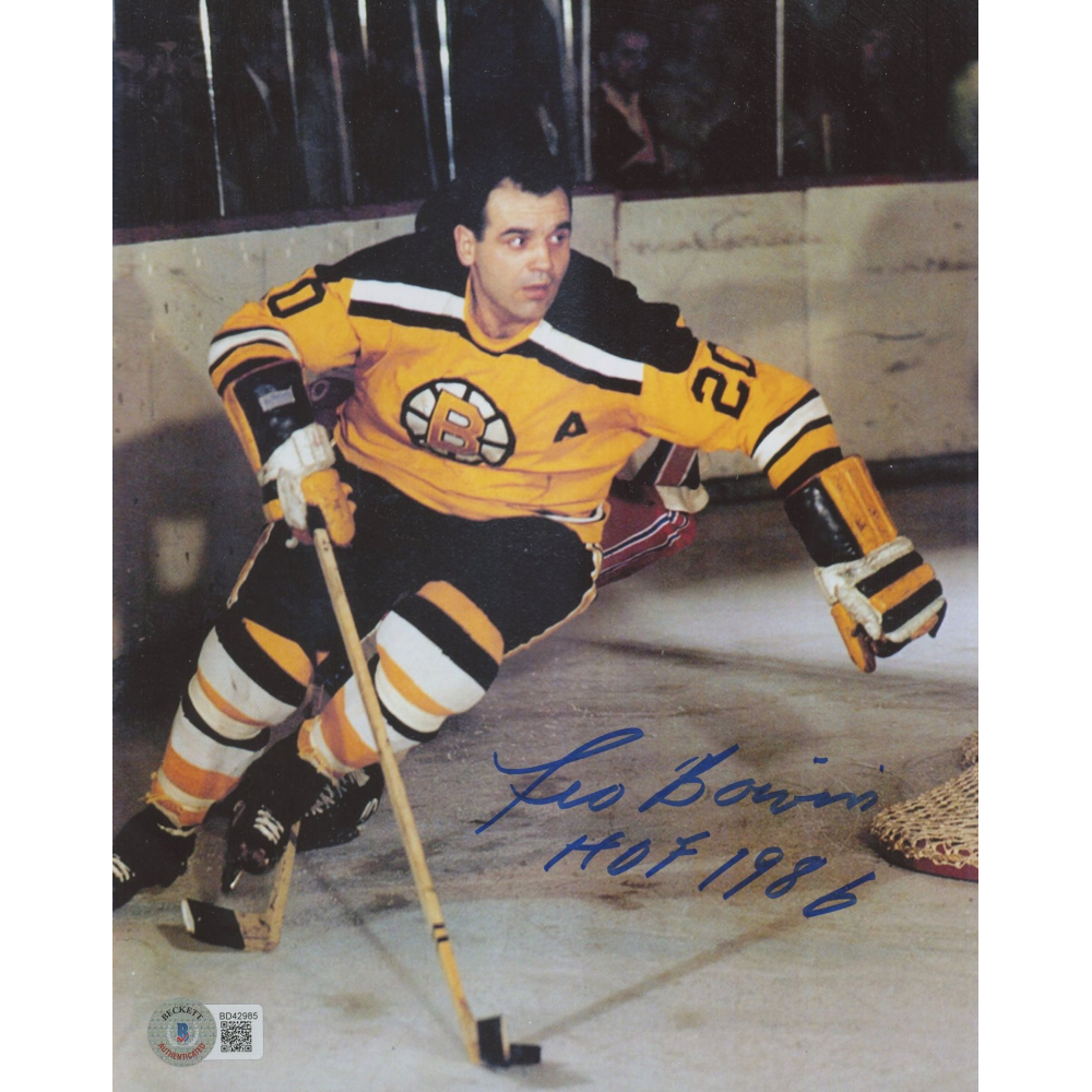 Leo Bolvin Signed Bruins 8x10 Photo Inscribed "HOF 1986" (Beckett ...