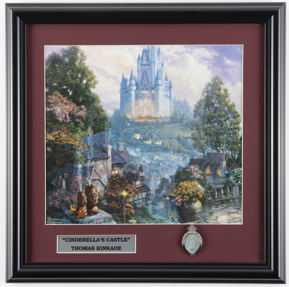 Thomas Kinkade Walt Disney's "Cinderella's Castle" 16x16 Custom Framed ...